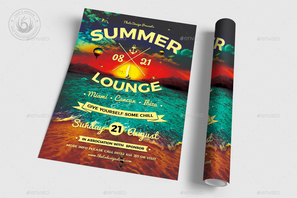Summer Lounge Flyer Template V3, Print Templates | GraphicRiver