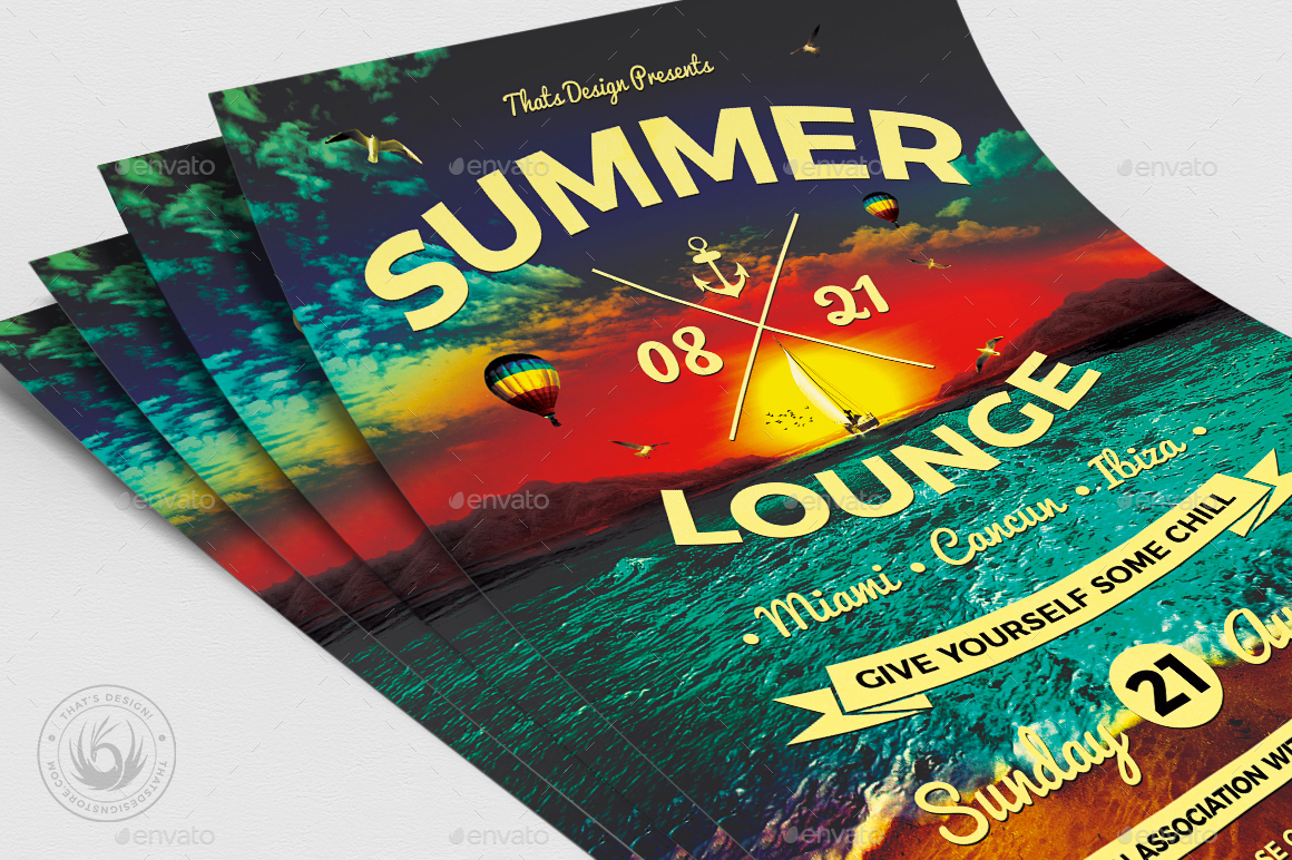 Summer Lounge Flyer Template V3, Print Templates | GraphicRiver