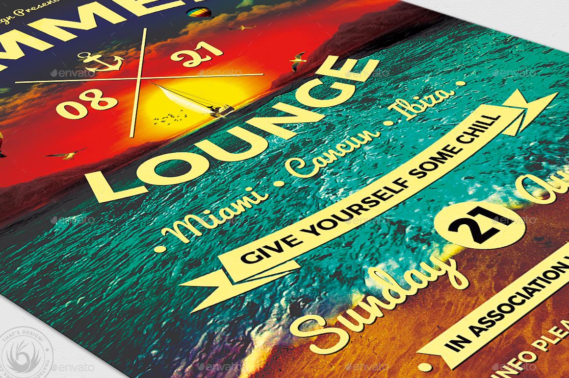 Summer Lounge Flyer Template V3, Print Templates | GraphicRiver