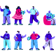 Collection Flat Blue People Character, Vectors | GraphicRiver