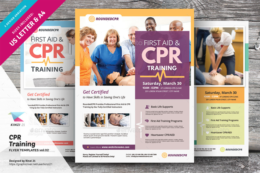 CPR Training Flyer Templates vol.02, Print Templates | GraphicRiver