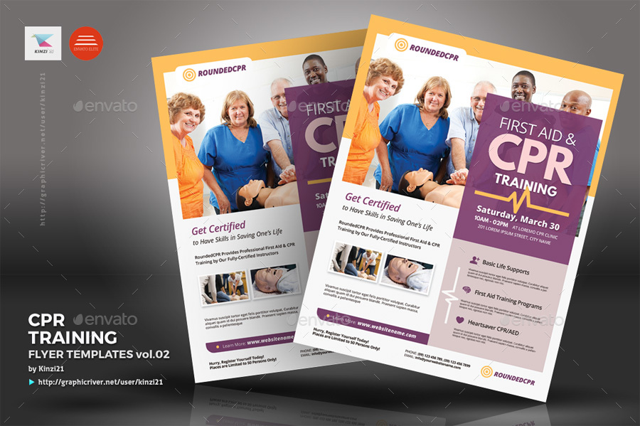 CPR Training Flyer Templates vol.02, Print Templates | GraphicRiver