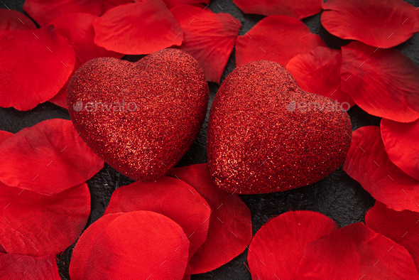 Romantic red heart with love on valentine's day Stock Photo by EwaStudio