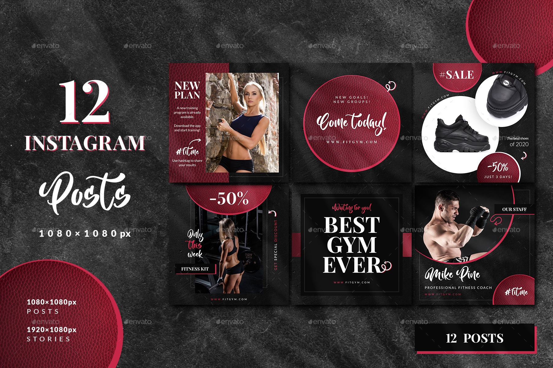 Fitness & Gym Instagram Stories + Posts, Web Elements | GraphicRiver