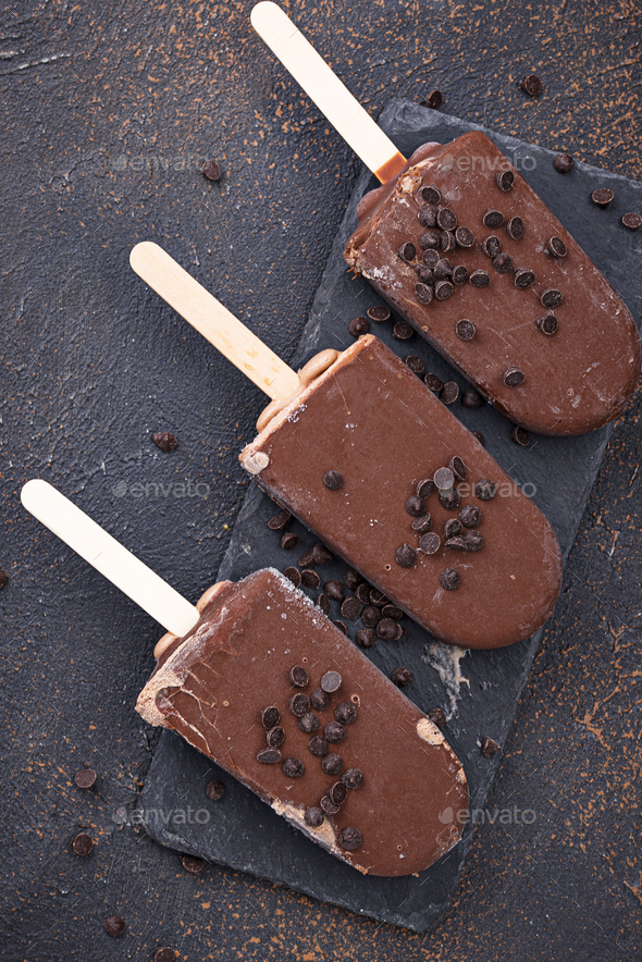Chocolate ice cream popsicles in glaze Stock Photo by furmanphoto ...