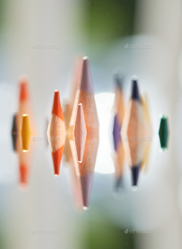 Abstract background of reflection colored pencils Stock Photo by Studio_OMG