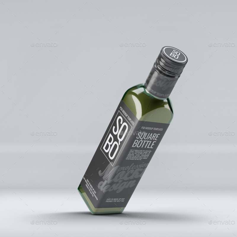 Square Glass Bottle Mock-Up v.1 by L5Design | GraphicRiver