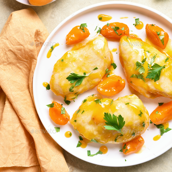 Chicken breasts in apricot sauce Stock Photo by voltan1 | PhotoDune