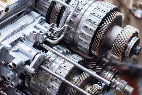 Close-up helical gears in car automatic transmission Stock Photo by ...