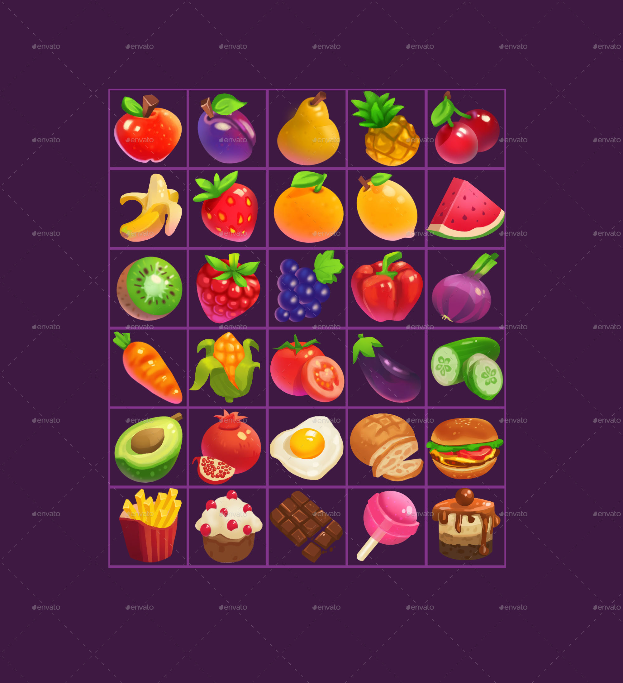 Stylized Food Icon Pack, Game Assets | GraphicRiver