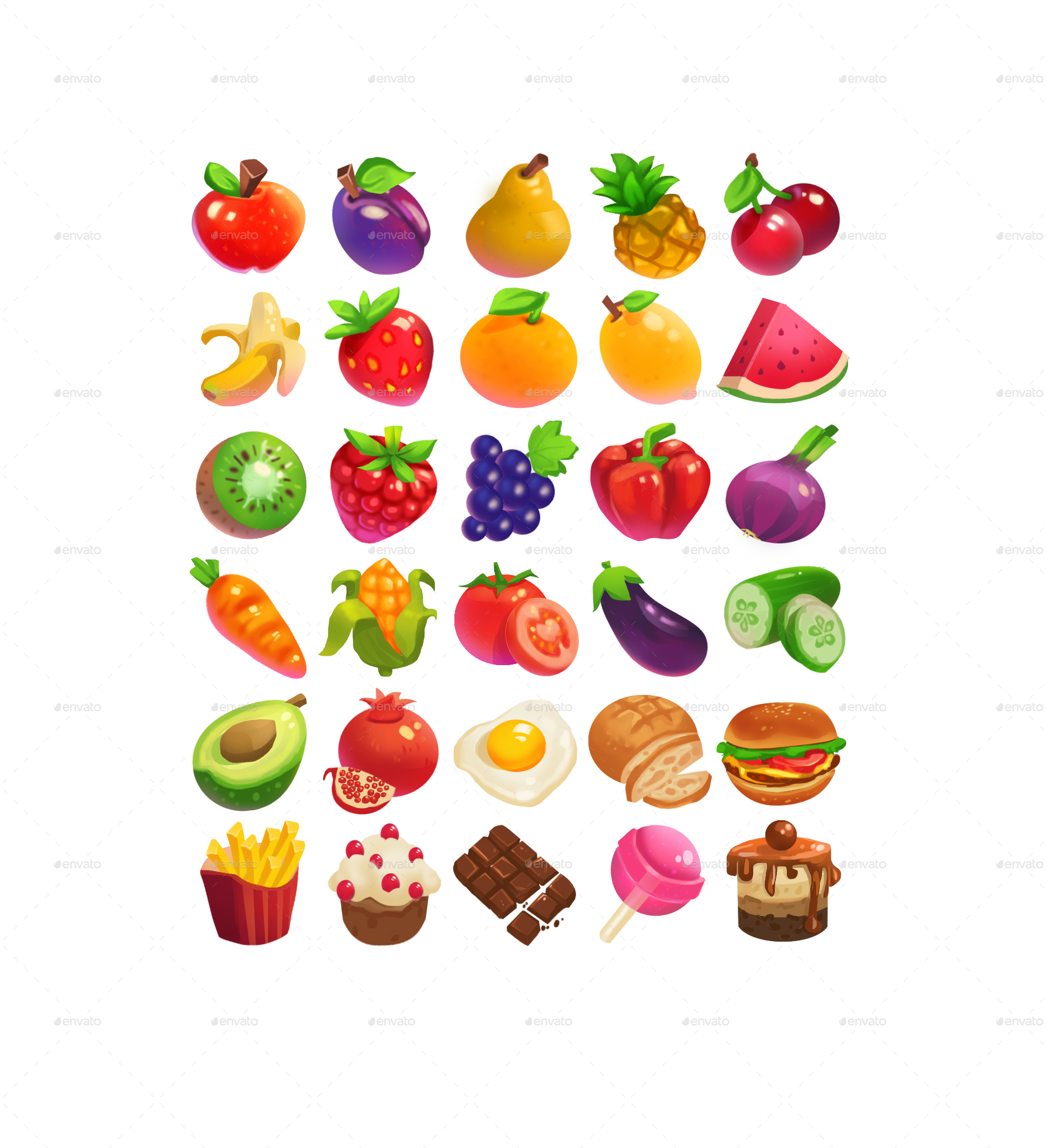 Stylized Food Icon Pack, Game Assets | GraphicRiver