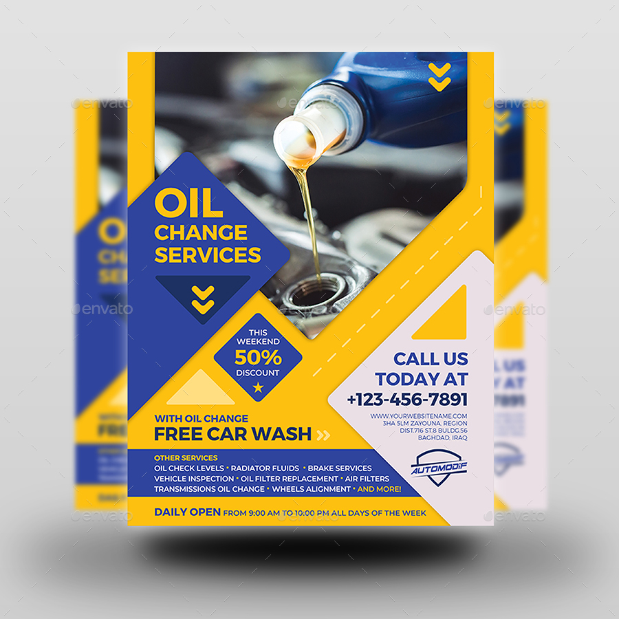 Oil Change Service Flyer Template, Print Templates | GraphicRiver