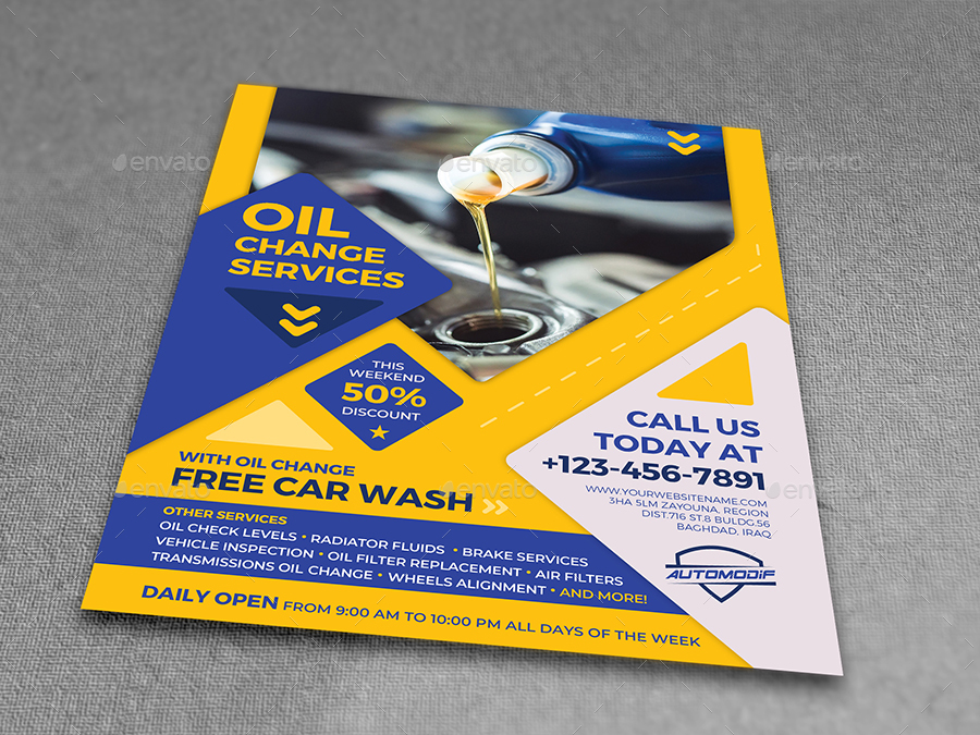 Oil Change Service Flyer Template, Print Templates | GraphicRiver