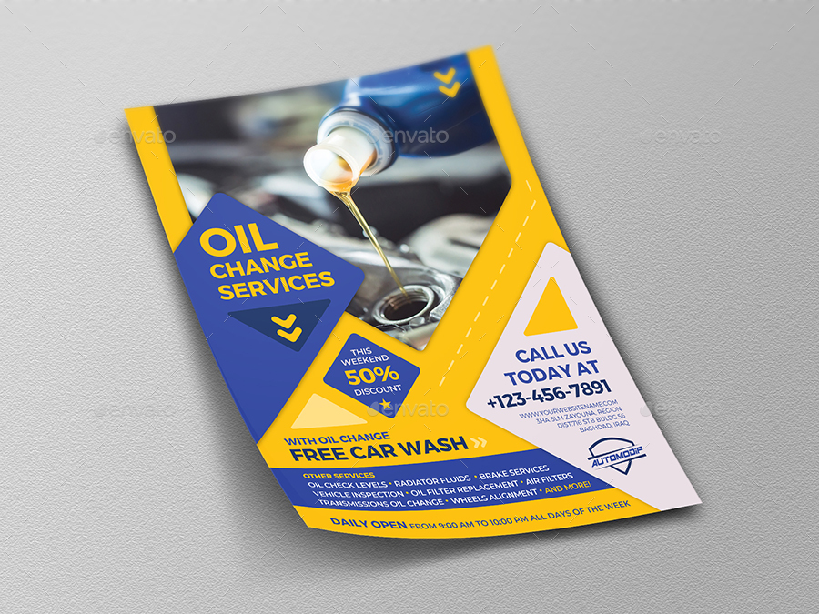 Oil Change Service Flyer Template, Print Templates | GraphicRiver