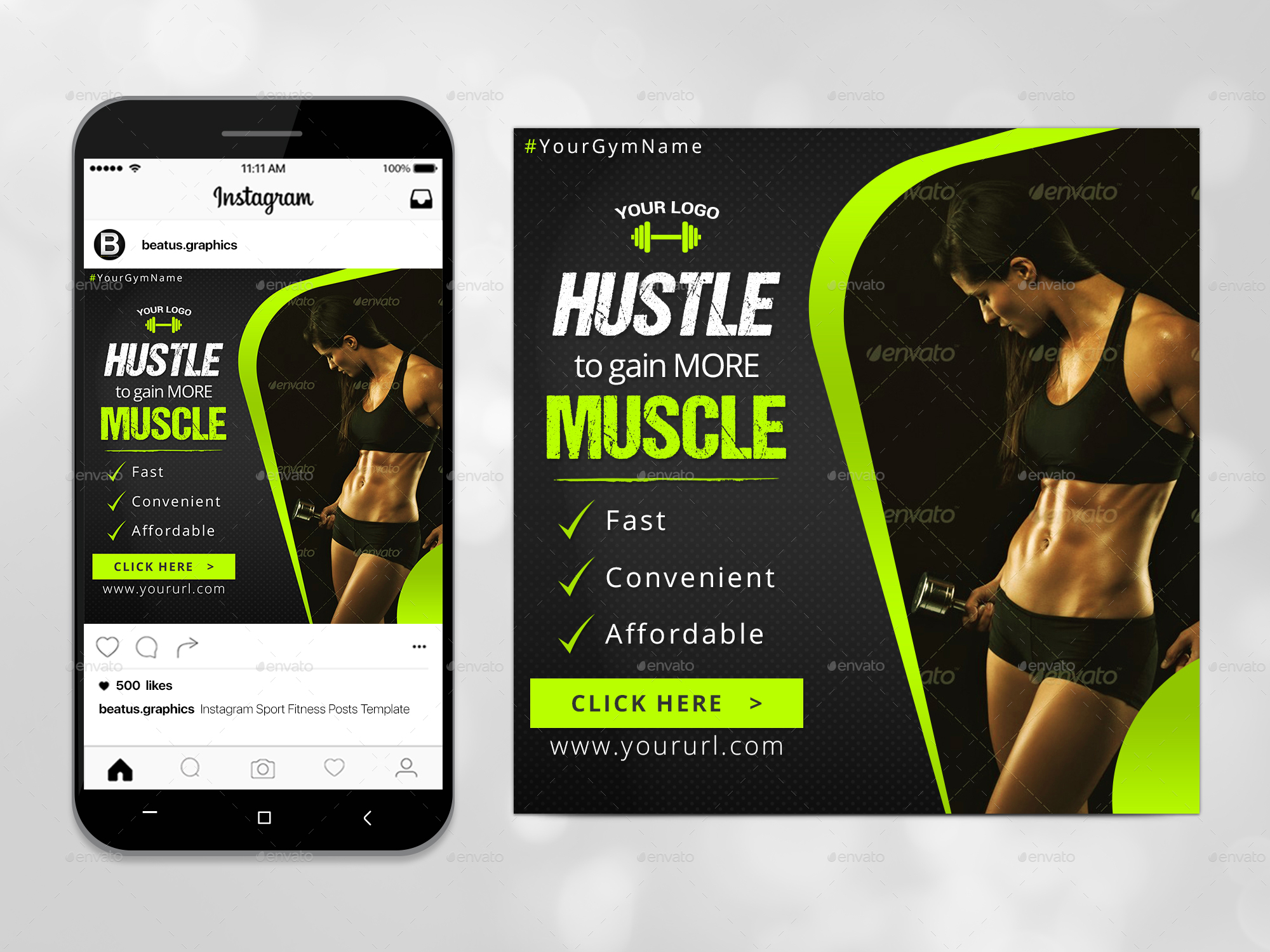 Instagram Sport Fitness Posts by BeatusGraphics | GraphicRiver