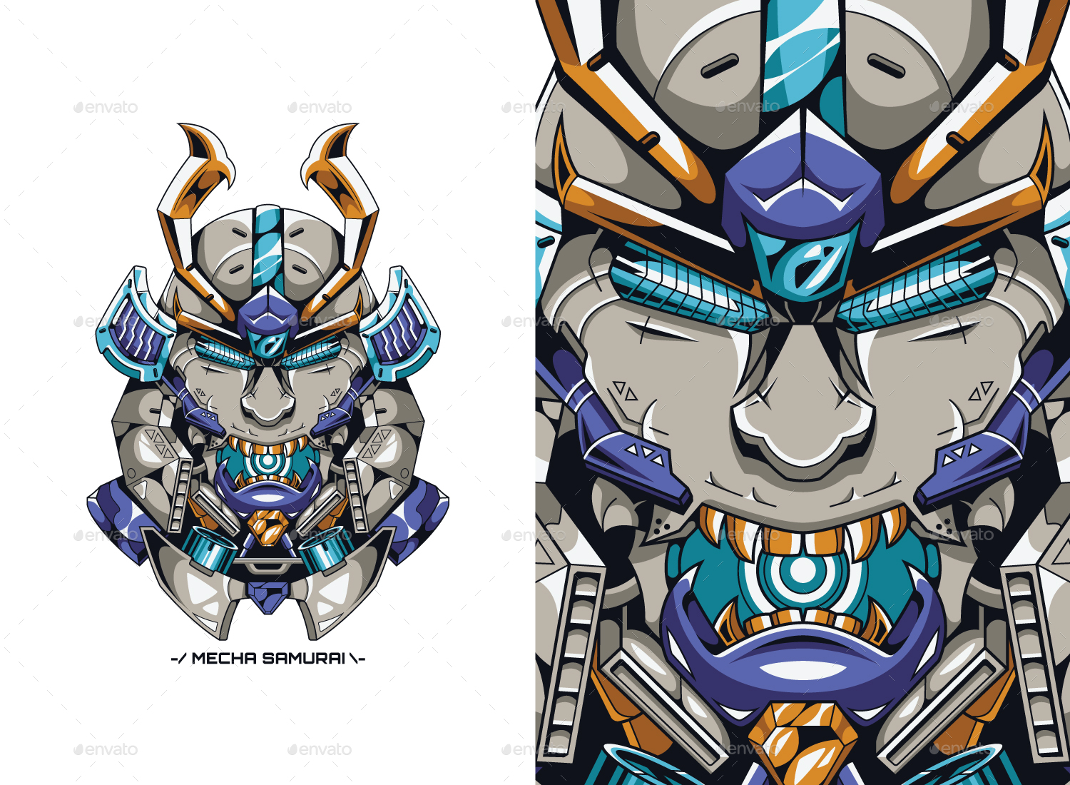 Mecha Samurai T-Shirt Design, T-Shirts | GraphicRiver
