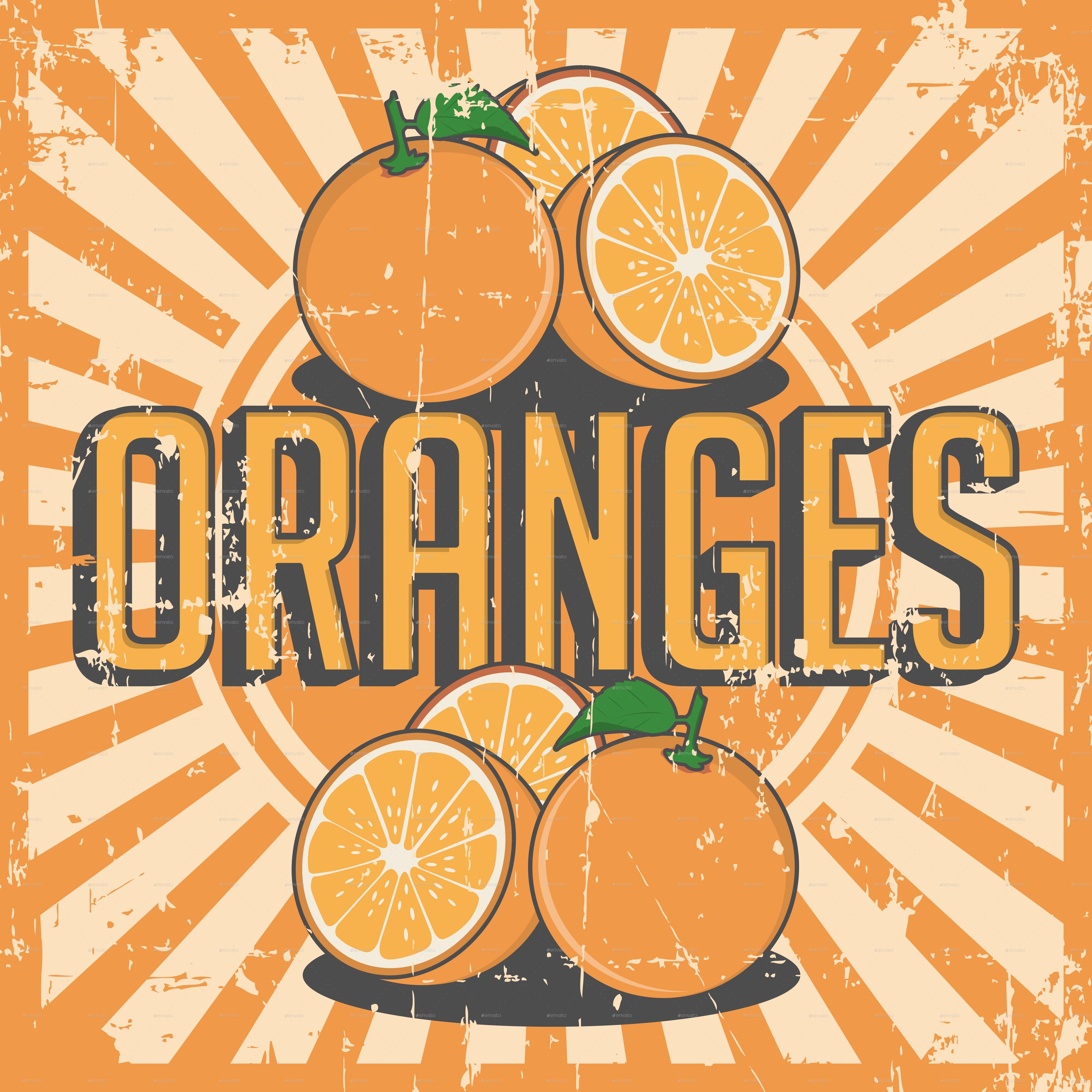 Orange Vintage Retro Signage Poster Vector Set, Vectors | GraphicRiver