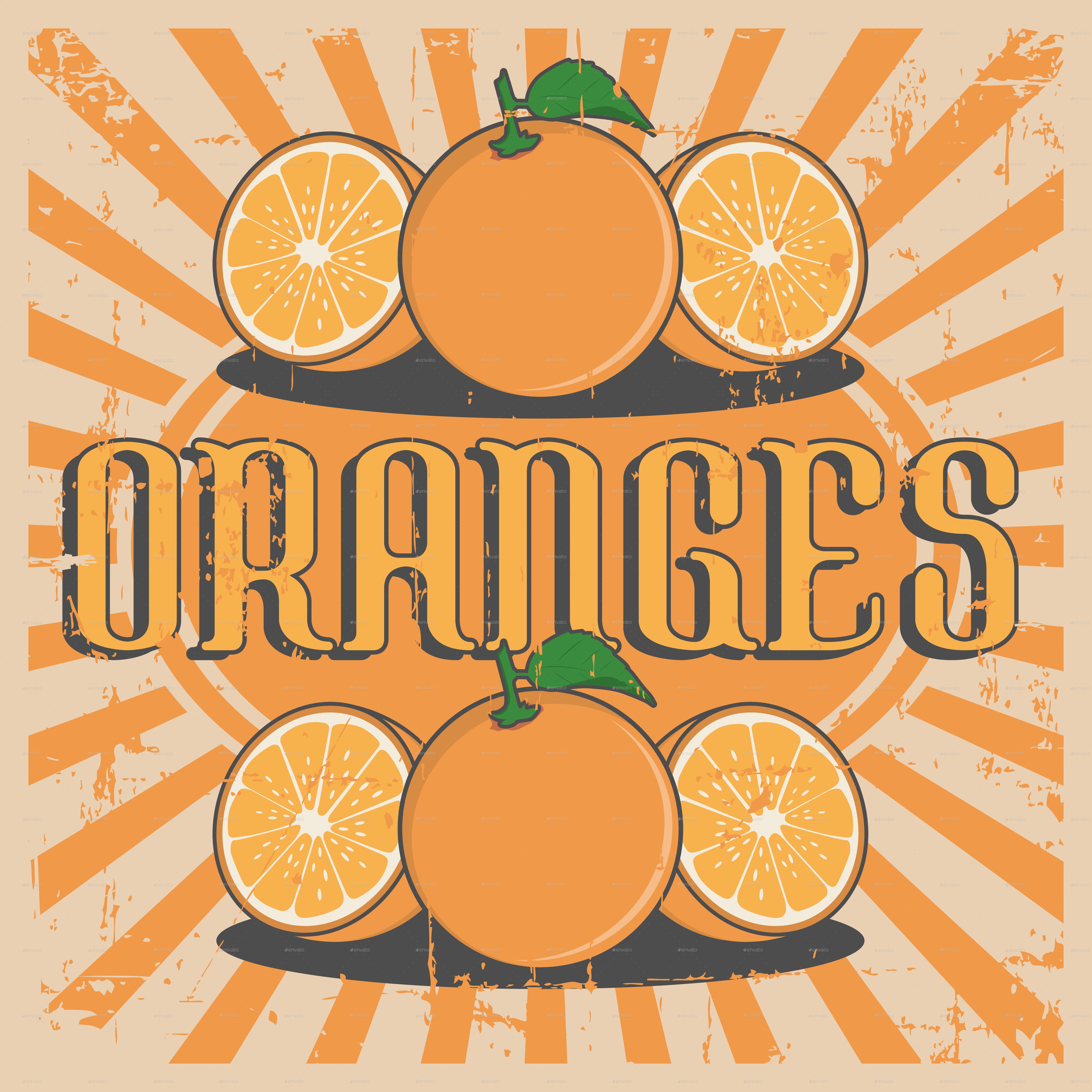 Orange Vintage Retro Signage Poster Vector Set, Vectors | GraphicRiver