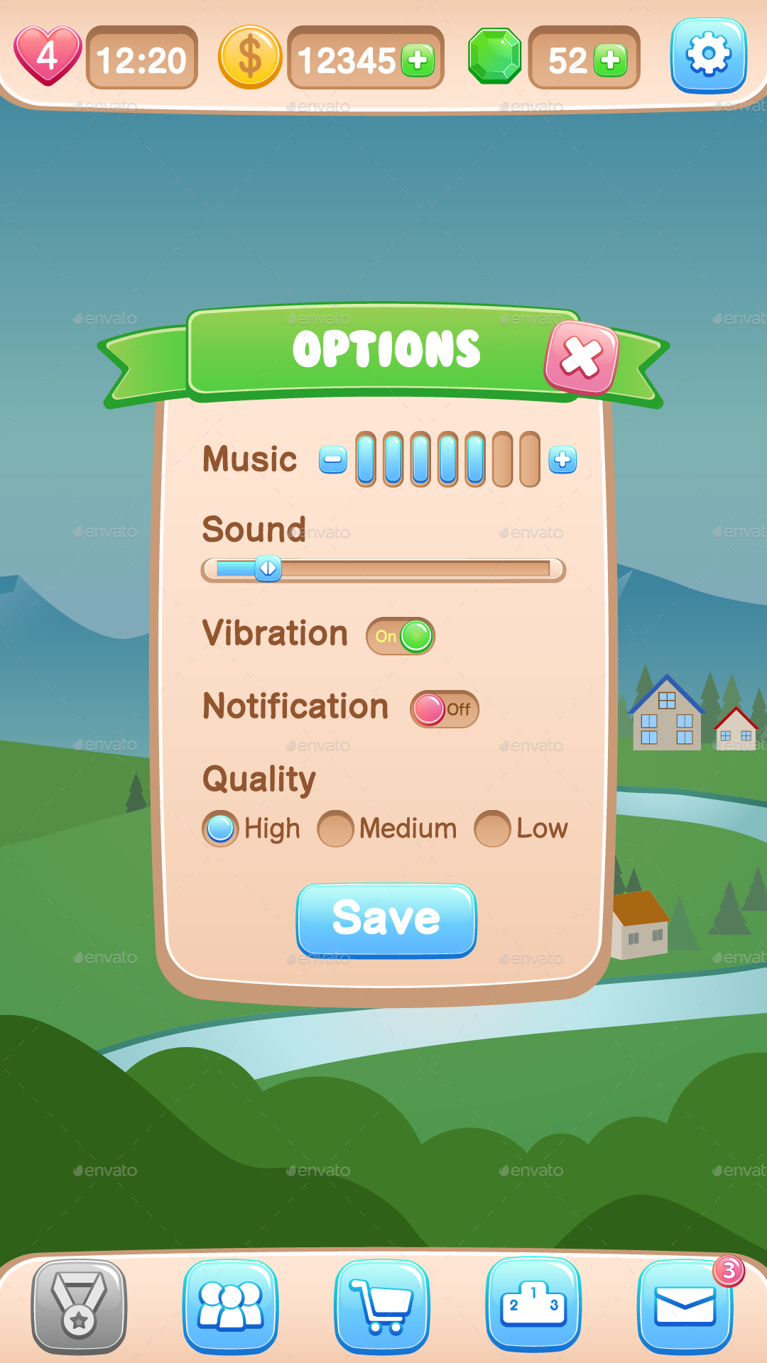 Cartoon Theme GUI Pack 5, Game Assets | GraphicRiver