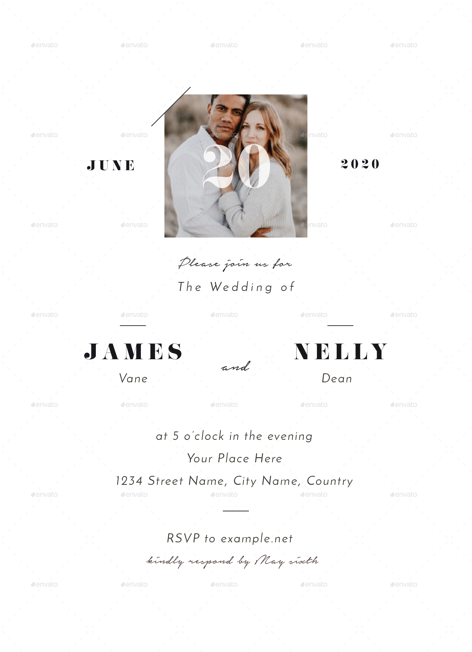Simple Wedding Invitation 01, Print Templates | GraphicRiver