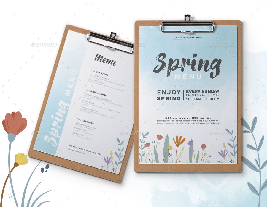 Floral Spring Menu, Print Templates | GraphicRiver