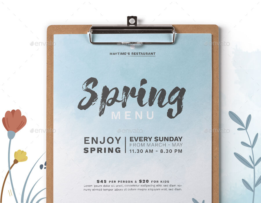 Floral Spring Menu, Print Templates | GraphicRiver