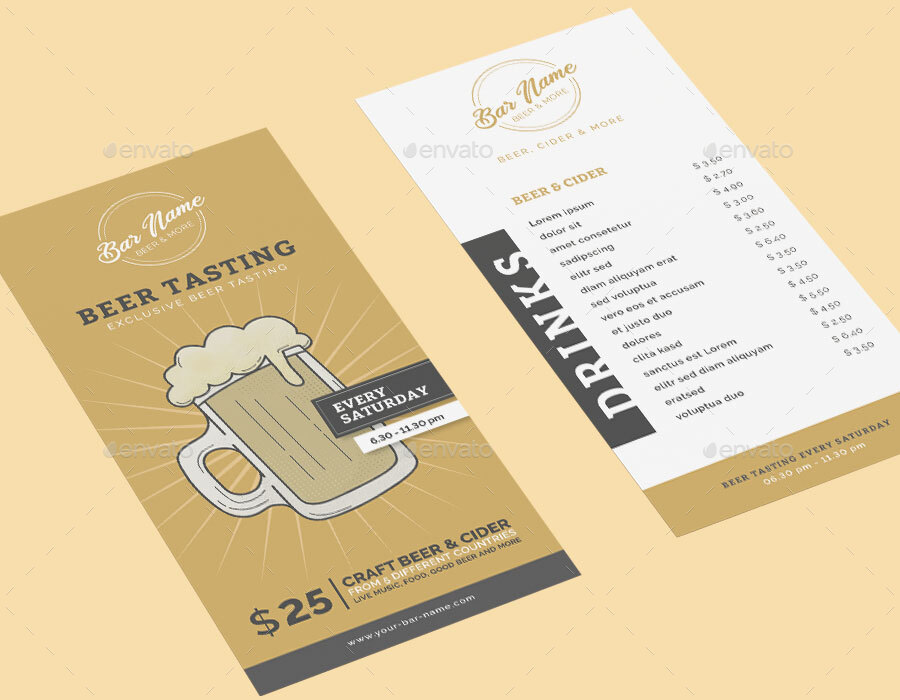 Beer Tasting Menu and Flyer, Print Templates | GraphicRiver