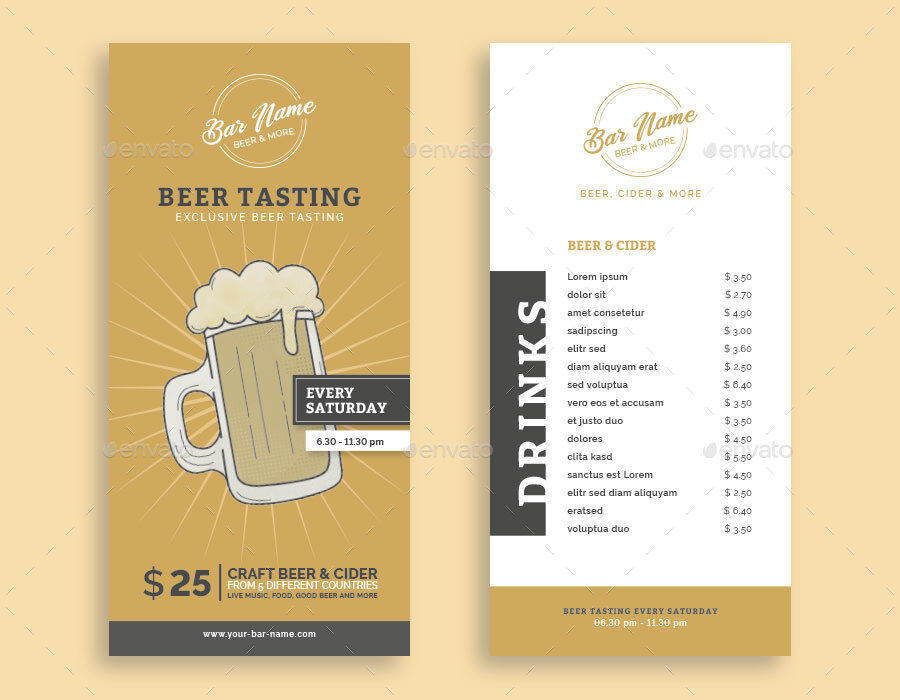 Beer Tasting Menu and Flyer, Print Templates | GraphicRiver