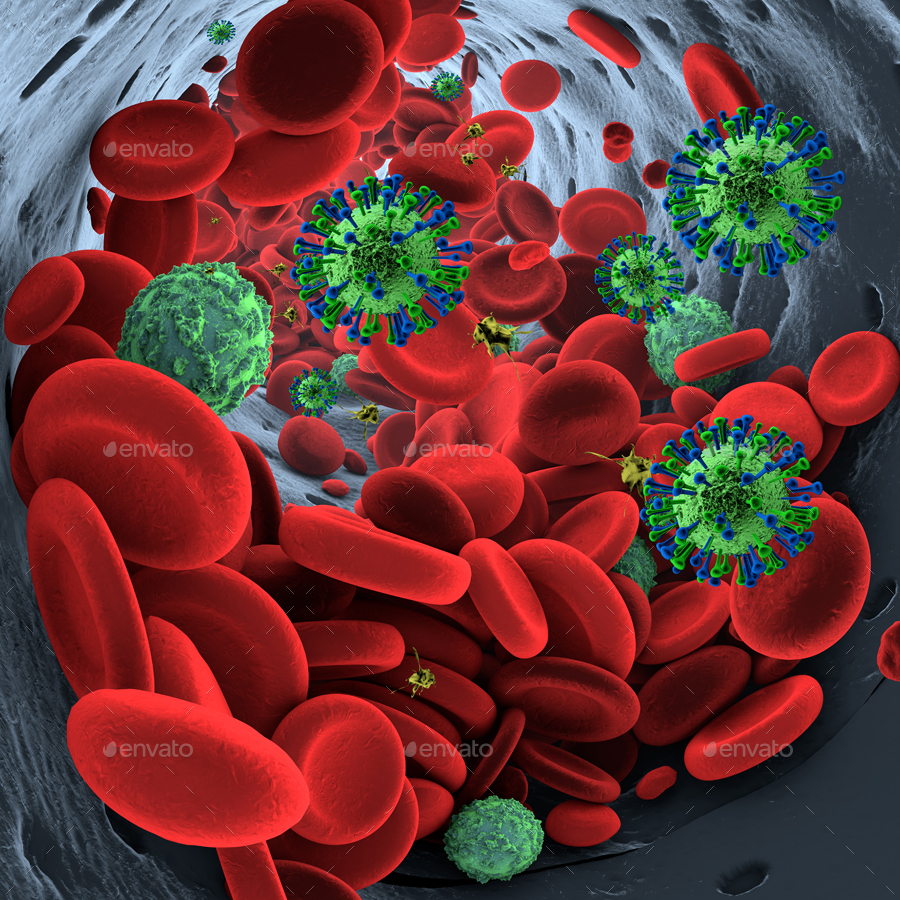 Bloodstream with Coronavirus, Graphics | GraphicRiver