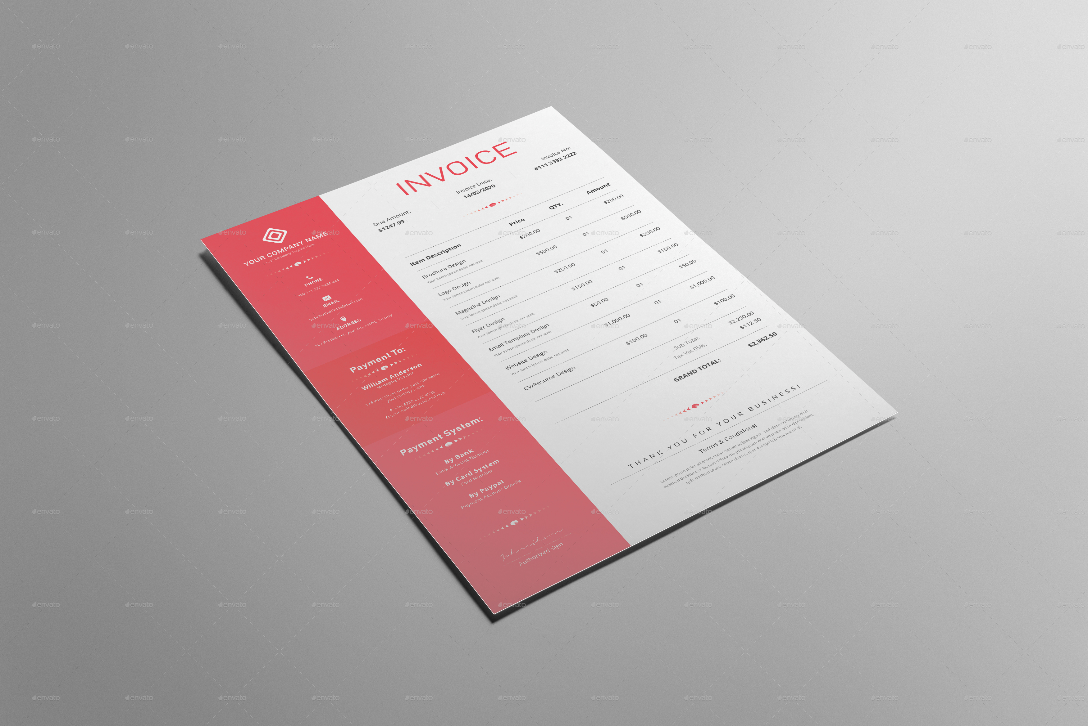 illustrator Invoice Template, Print Templates | GraphicRiver