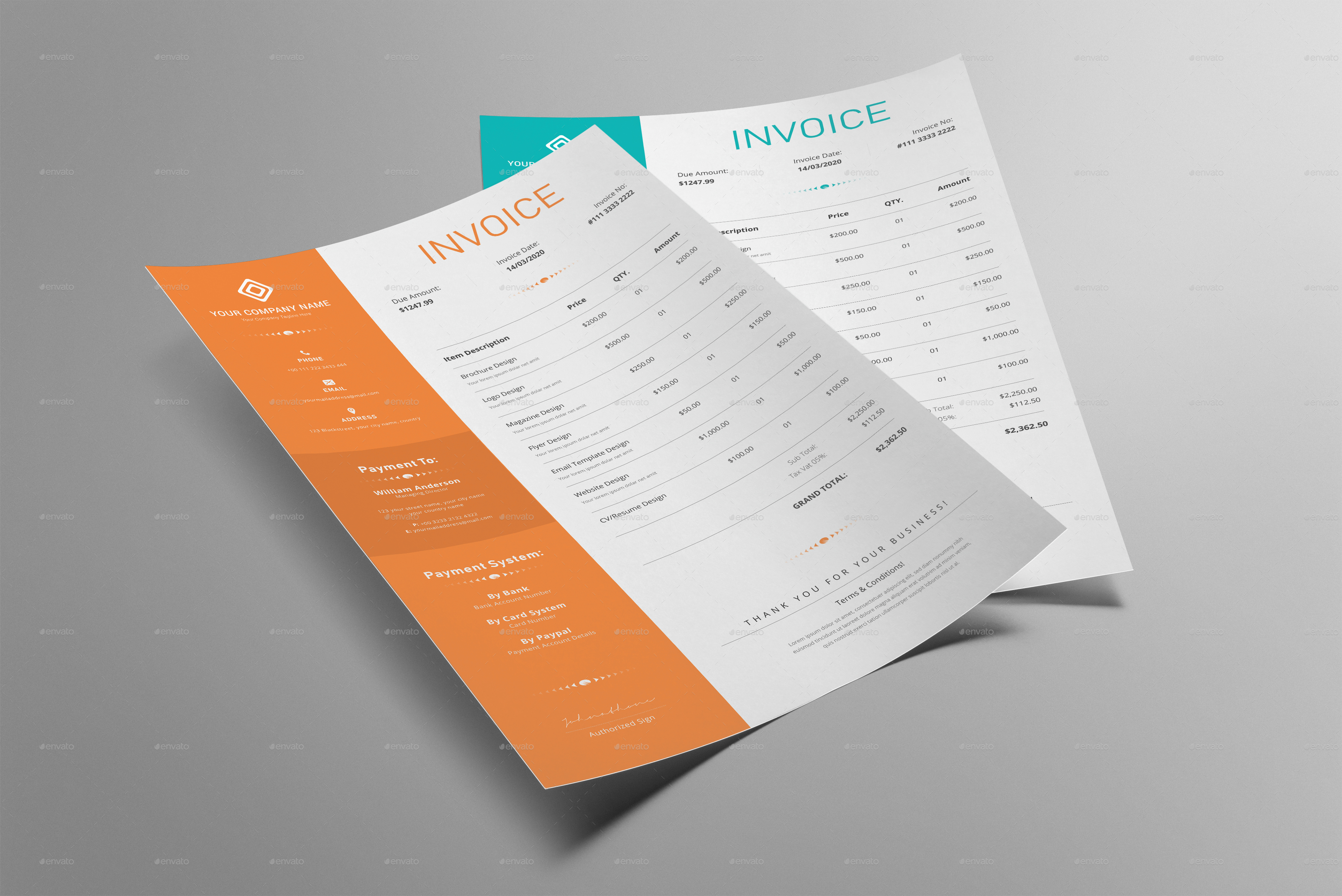 illustrator Invoice Template, Print Templates | GraphicRiver