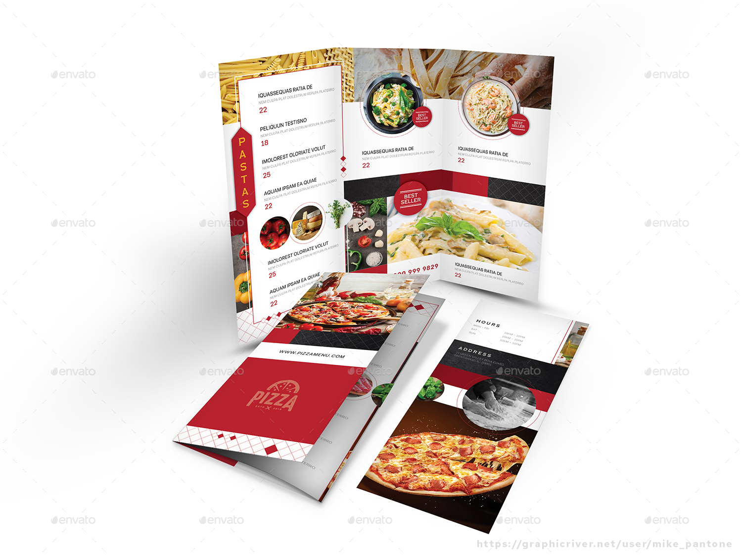 Pizza Restaurant Trifold Menu, Print Templates | GraphicRiver