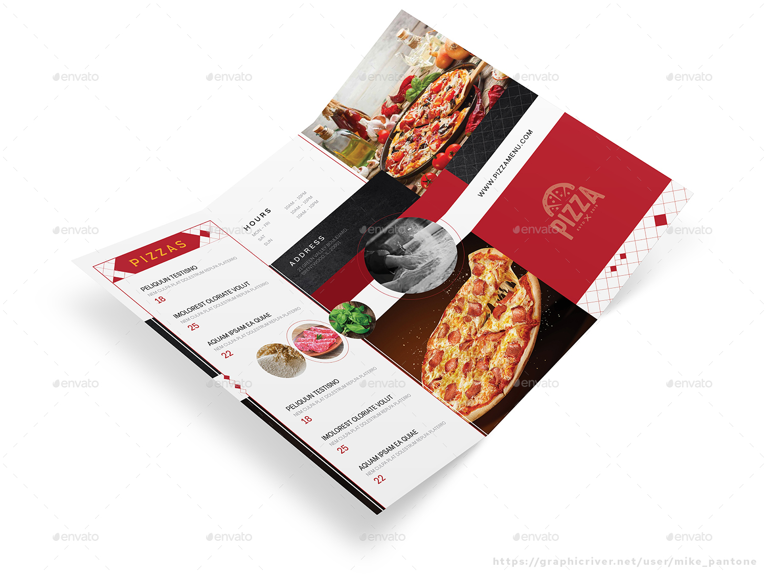Pizza Restaurant Trifold Menu, Print Templates | GraphicRiver
