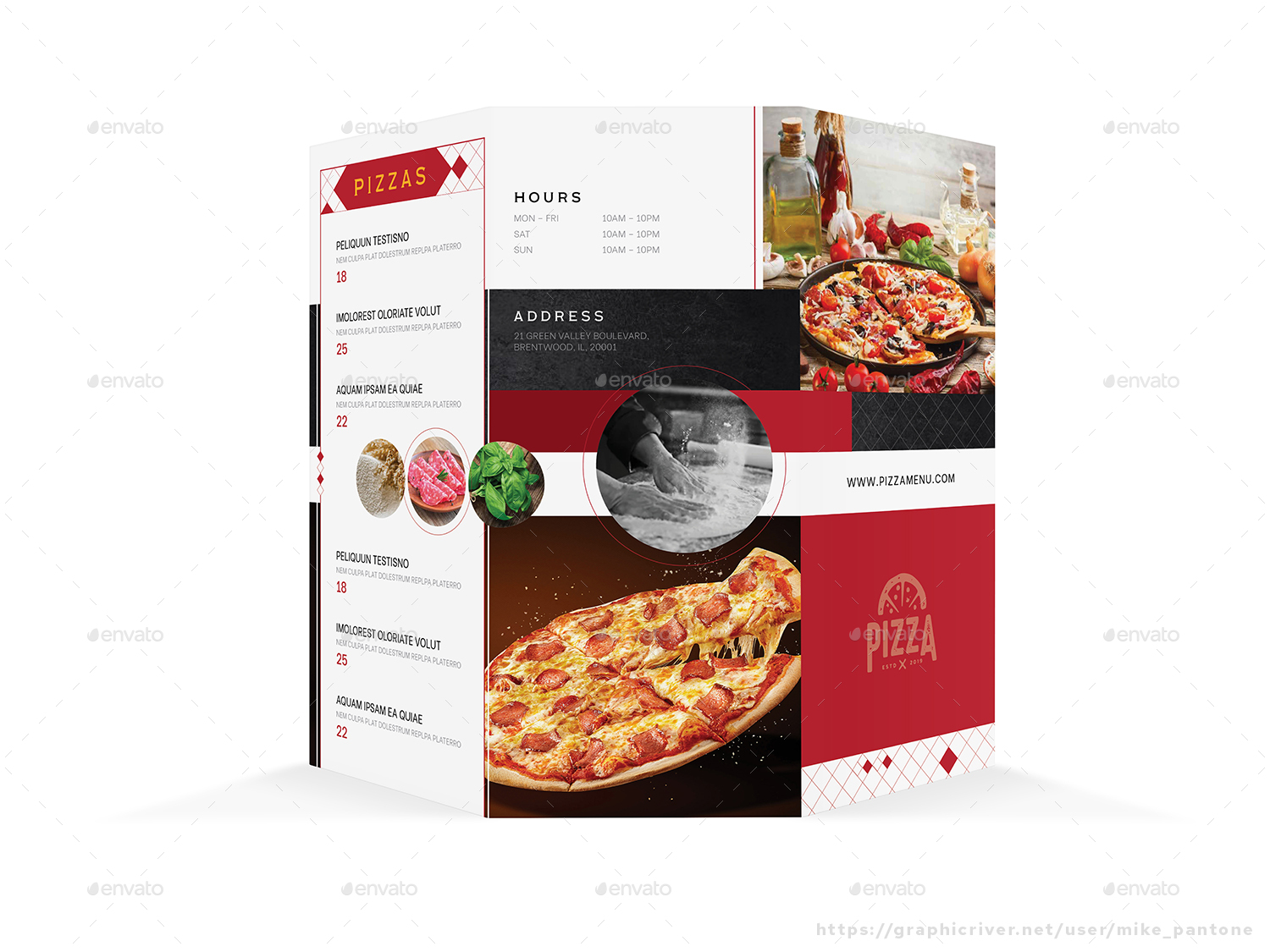 Pizza Restaurant Trifold Menu, Print Templates | GraphicRiver