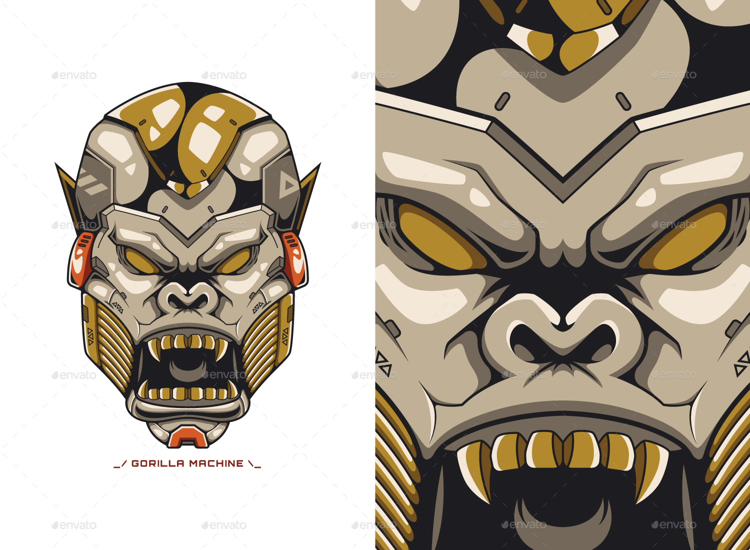 Gorilla Machine T-Shirt Design, T-Shirts | GraphicRiver