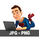 3D Superhero Lying on the Floor and Using Laptop, Graphics | GraphicRiver