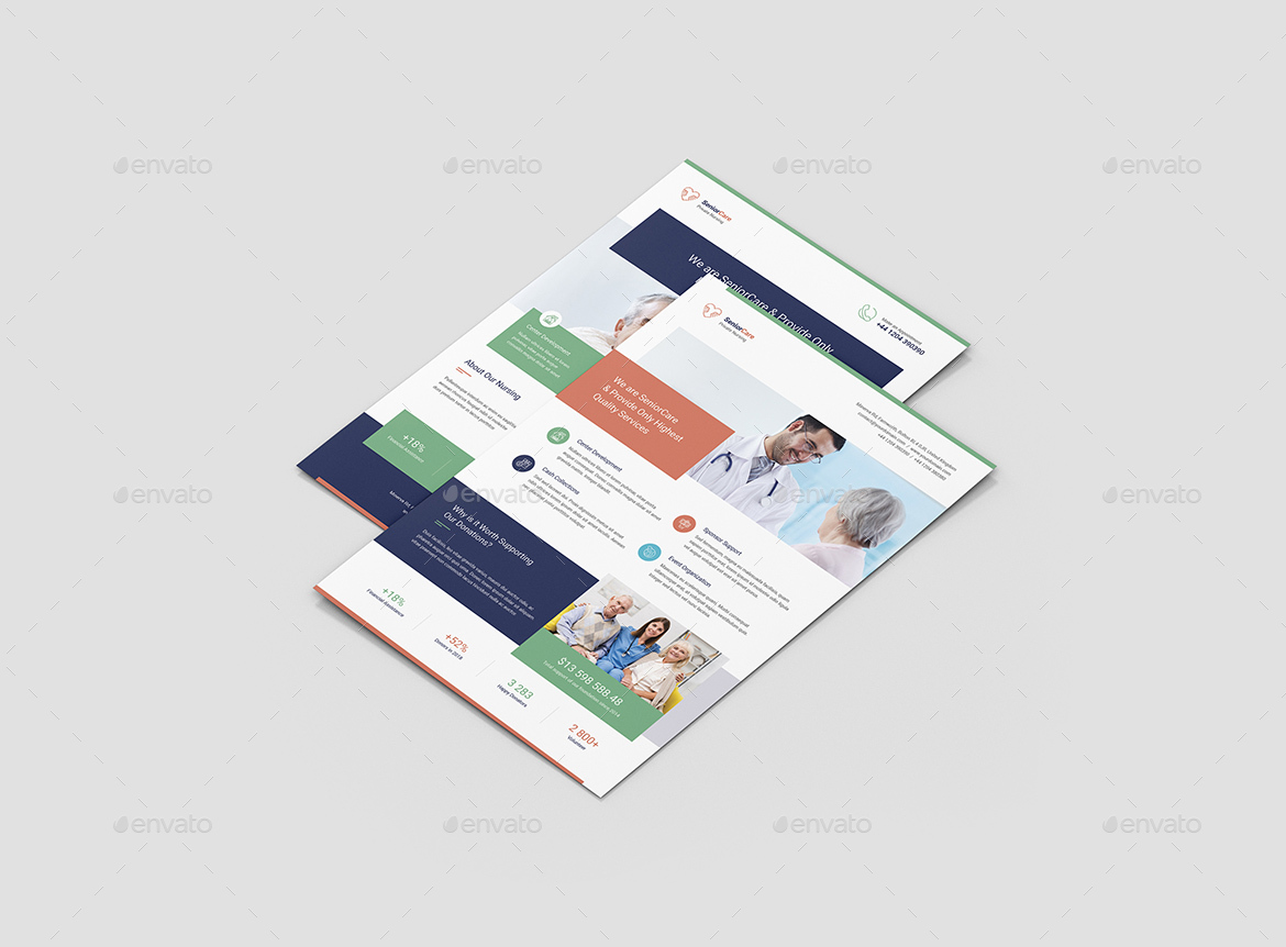 Senior Care – Brochures Bundle Print Templates 8 in 1, Print Templates