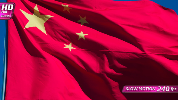 Chinese Flag Wiggles The Wind, Stock Footage | VideoHive