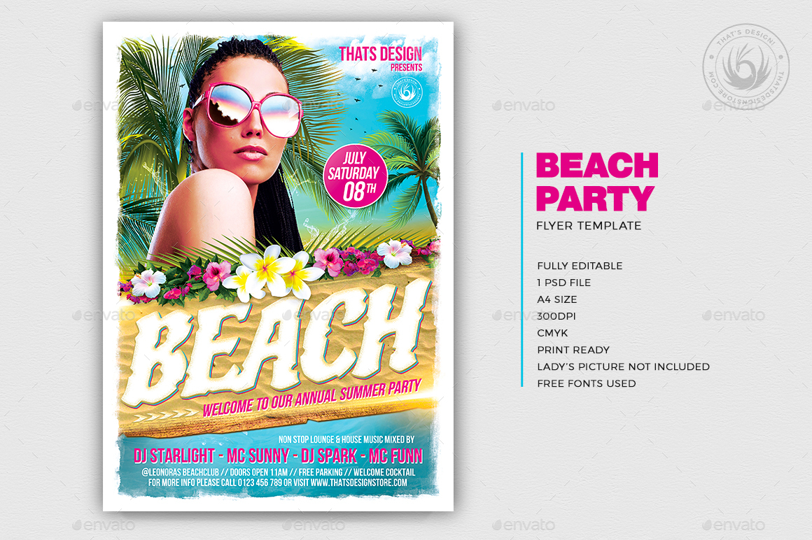 Beach Party Flyer Template V4, Print Templates | GraphicRiver