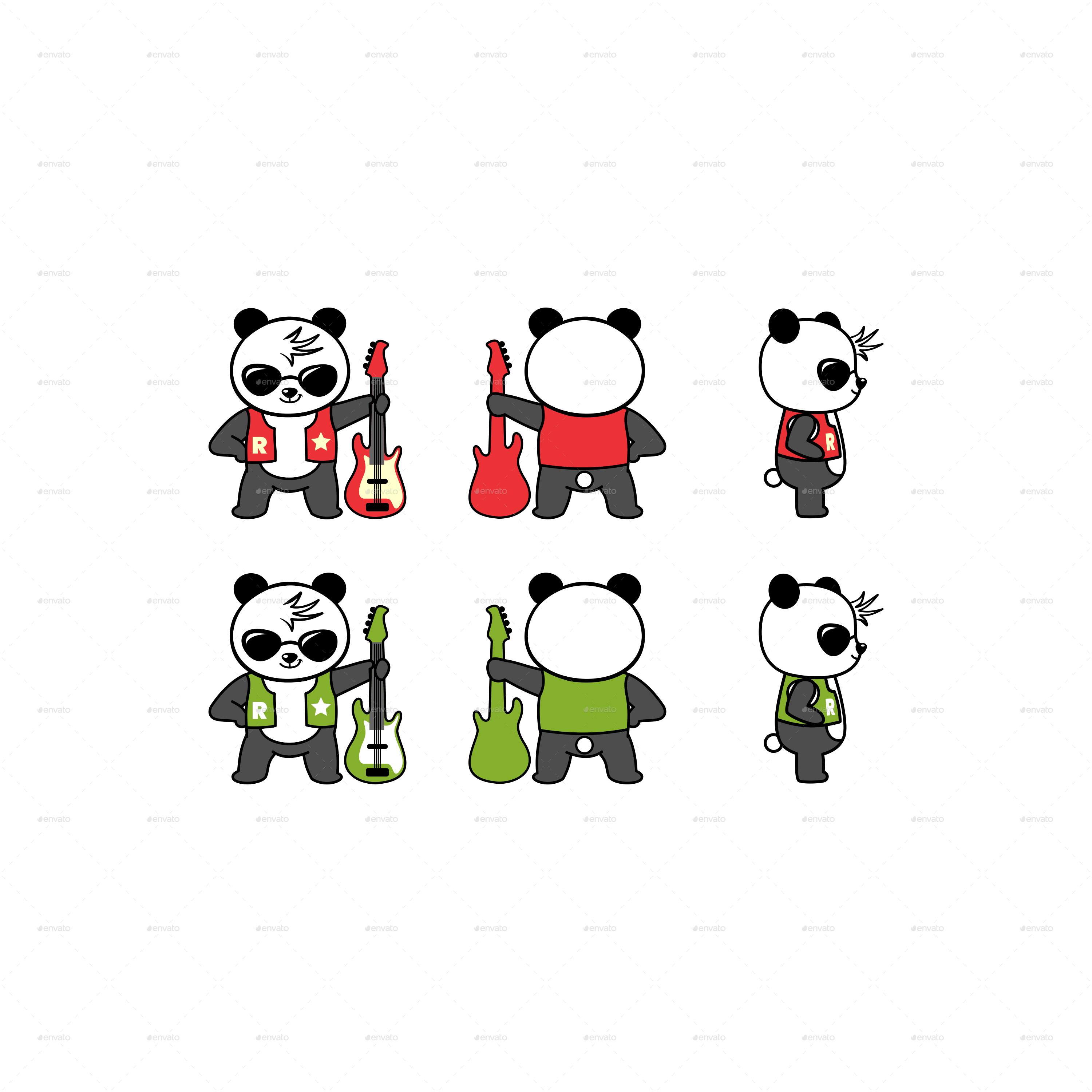 Rockstar Panda, Vectors | GraphicRiver