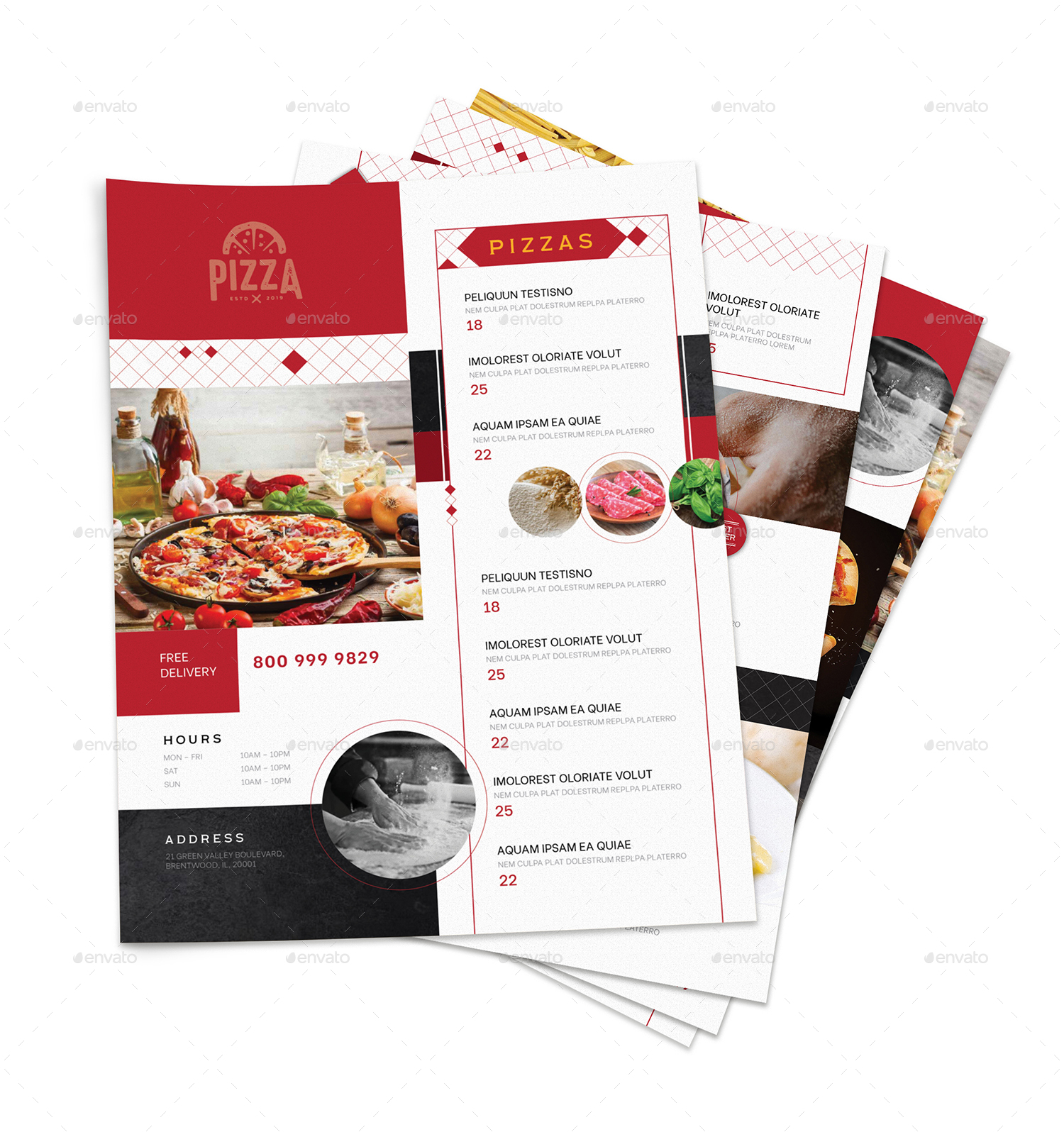 Pizza Restaurant Menu Flyers – 4 Options, Print Templates | GraphicRiver