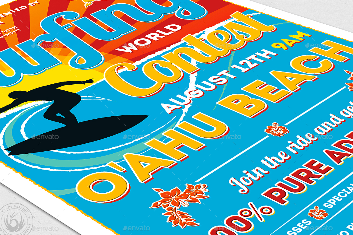 Surfing Contest Flyer Template, Print Templates | GraphicRiver