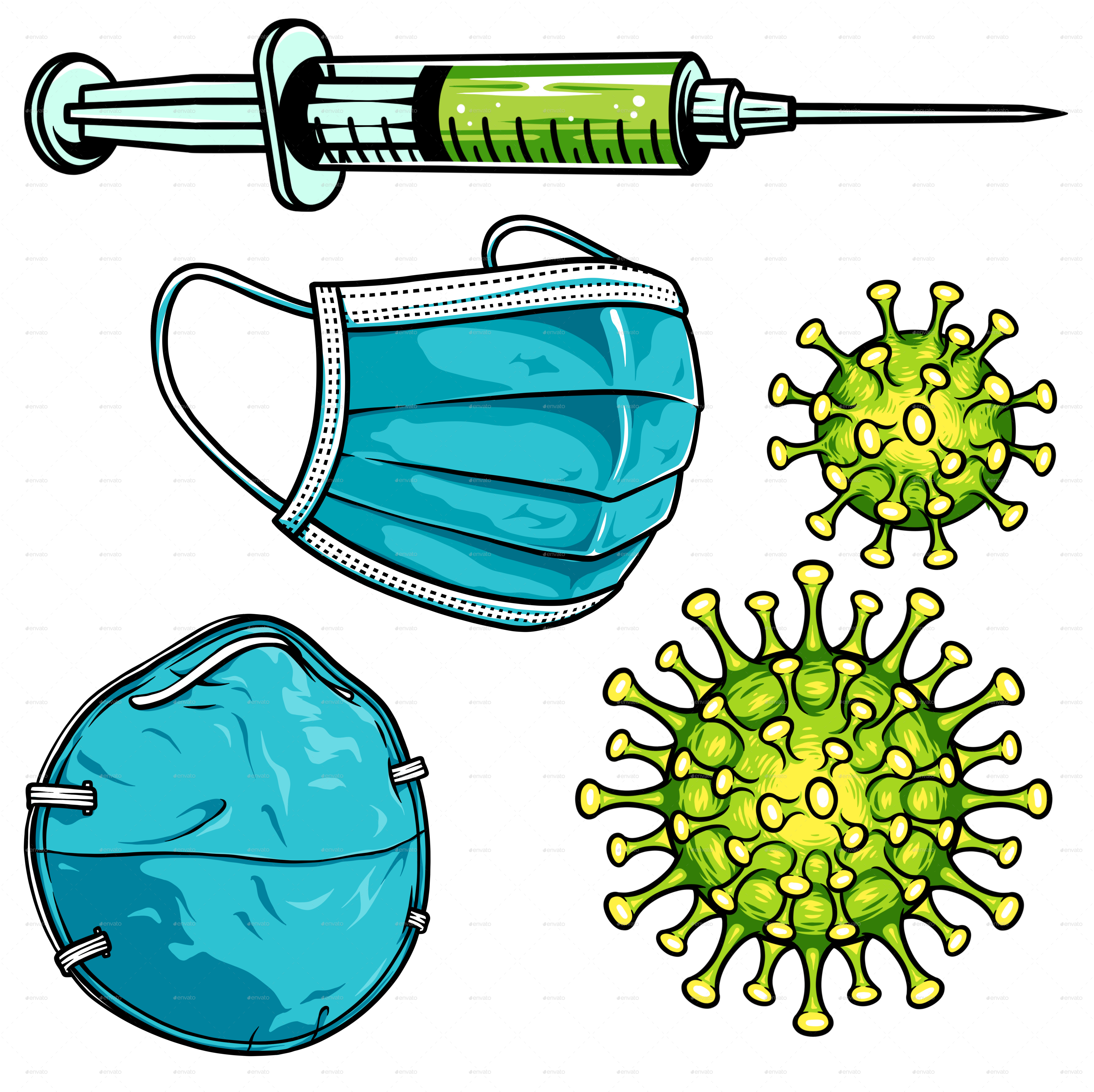 Coronavirus Equipment Set, Vectors | GraphicRiver