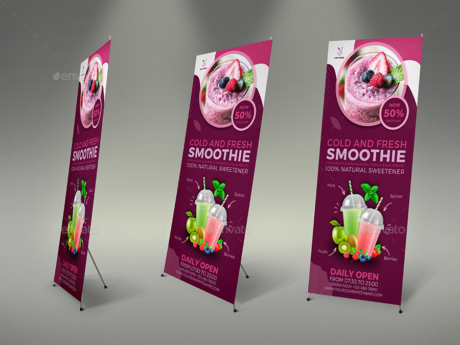 Smoothie Signage Roll Up Banner Template, Print Templates | GraphicRiver