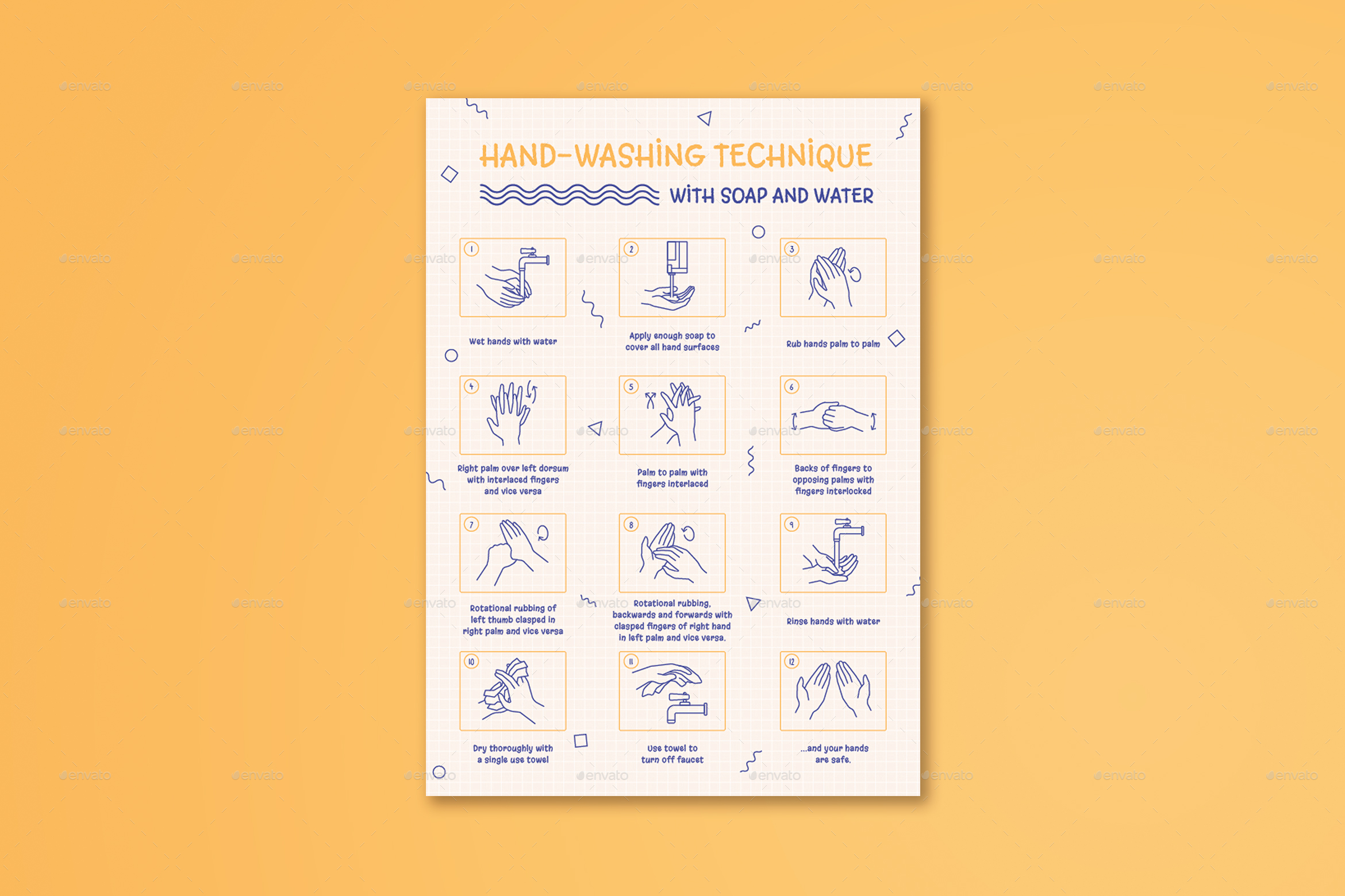 Preventing Corona, Symptoms Covid-19 & Wash Hand Technique Flyer, Print ...