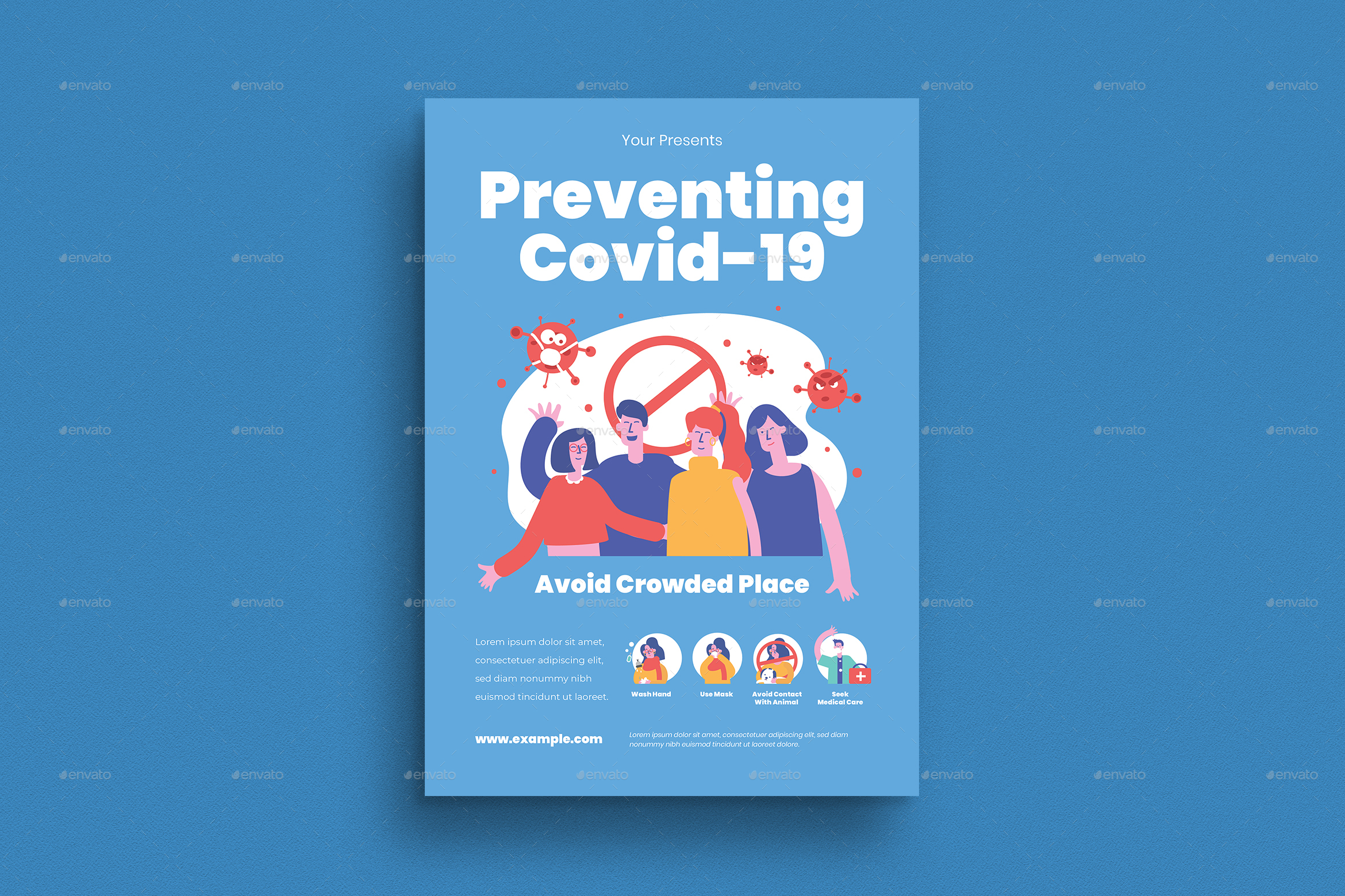 Preventing Corona Virus, Symptoms Covid-19 & Wash Hand Technique Flyer ...