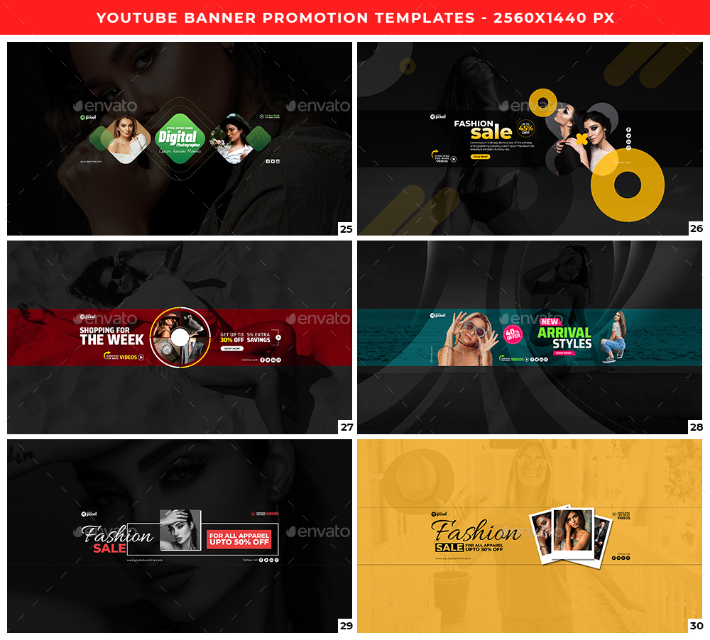 30-Youtube Multipurpose Cover Banners, Web Elements | GraphicRiver