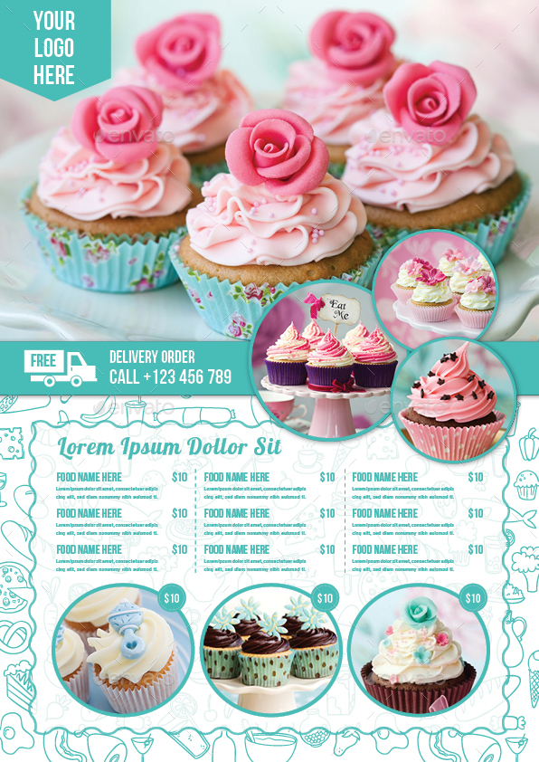 Cupcake Flyer Template Vol. 5, Print Templates | GraphicRiver