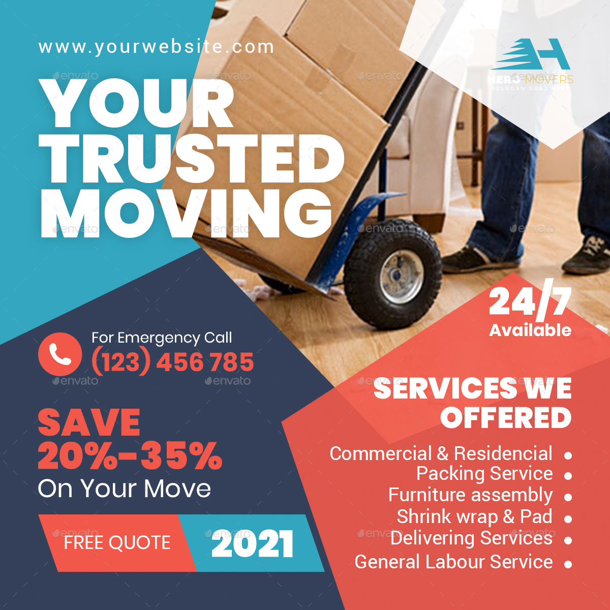 Moving Service Social Media Post And Flyer, Web Elements | GraphicRiver