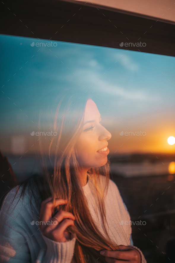 Young woman behind a window Stock Photo by rubenchase | PhotoDune